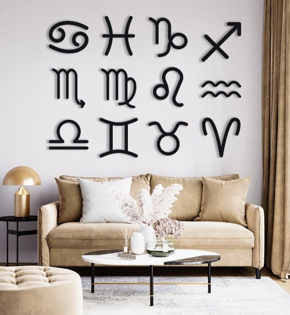 Zodiac Signs Wood Wall Art Geometric Horoscope Wall Decor 3D - Etsy
