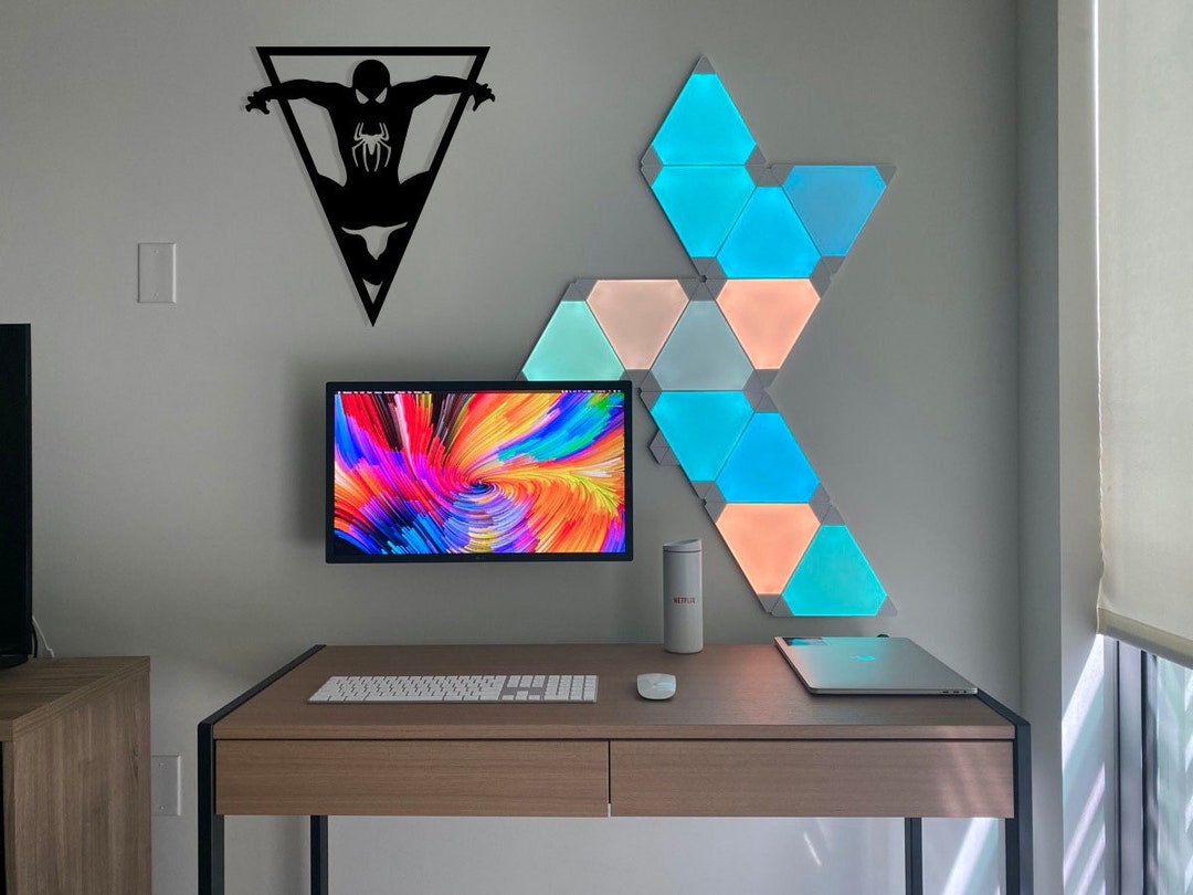 Triangle Spiderman Wood Wall Art, Geometric Jumping Spiderman Wall ...