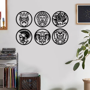 Mythical Gods Wood Wall Art, Greek Mythology Gods Wall Decor Sign ...