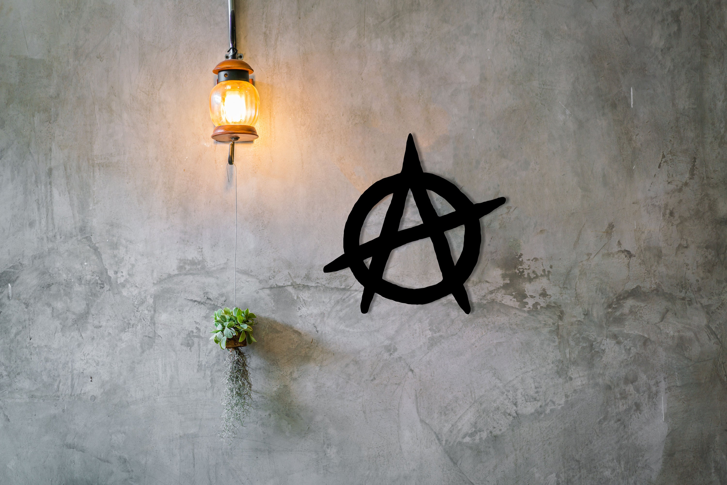 Anarchy Logo Wood Wall Art, Geometric Rebellious & Punk Wall Decor Sign ...