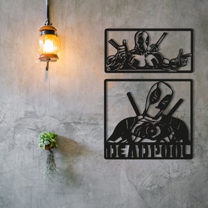 Deadpool Wood Wall Art, Geometric Framed Deadpool Portrait Wall Decor ...