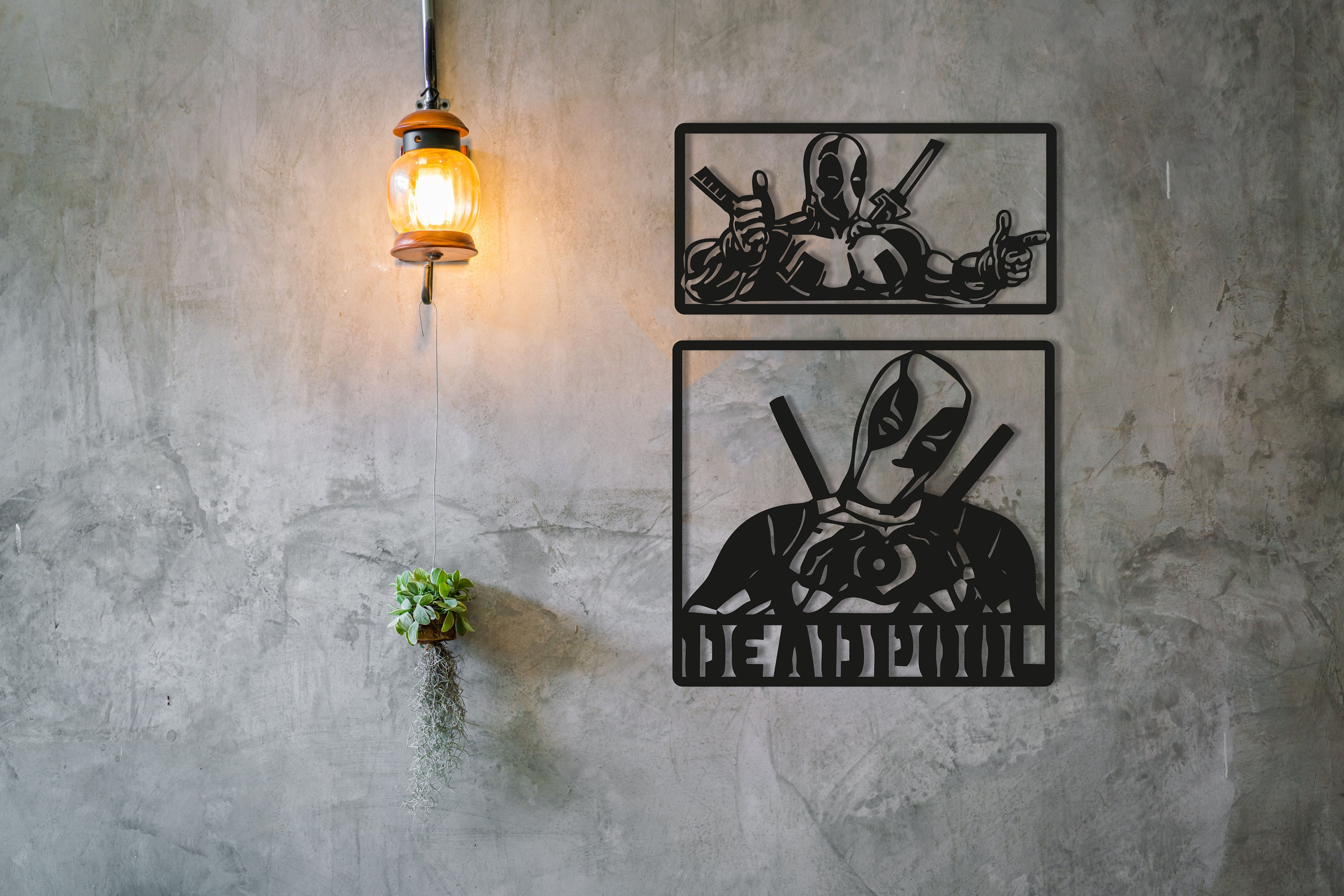 Deadpool Wood Wall Art, Geometric Framed Deadpool Portrait Wall Decor ...