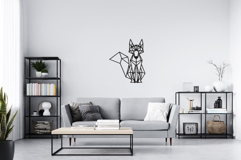 Fox Wood Wall Art, Wall Decor Geometric Animal Figure, 3D Minimalist ...