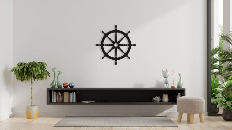 Ship Wheel Wood Wall Art Geometric Rudder Wheel Wall Decor | Etsy