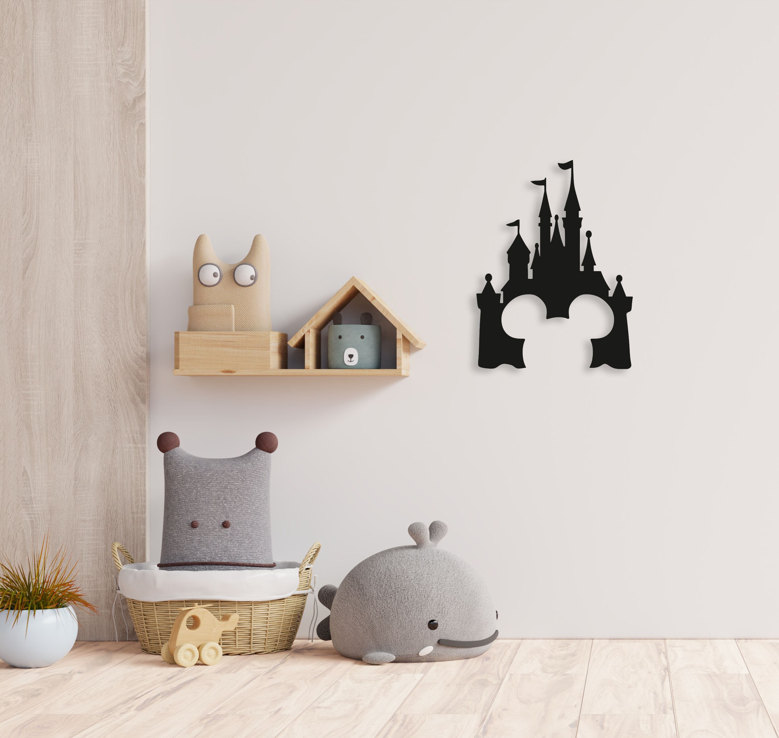 Disney Castle Wood Wall Art, Geometric Mickey Mouse Wall Decor, 3D ...