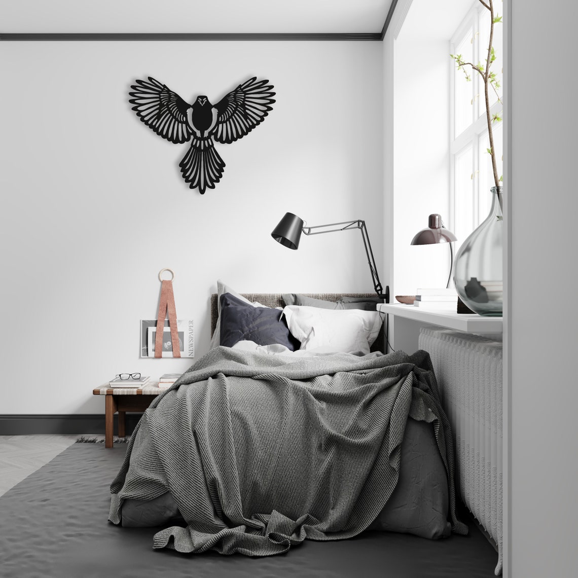 Falcon Wood Wall Art Wall Decor Geometric Hawk Figure 3D | Etsy