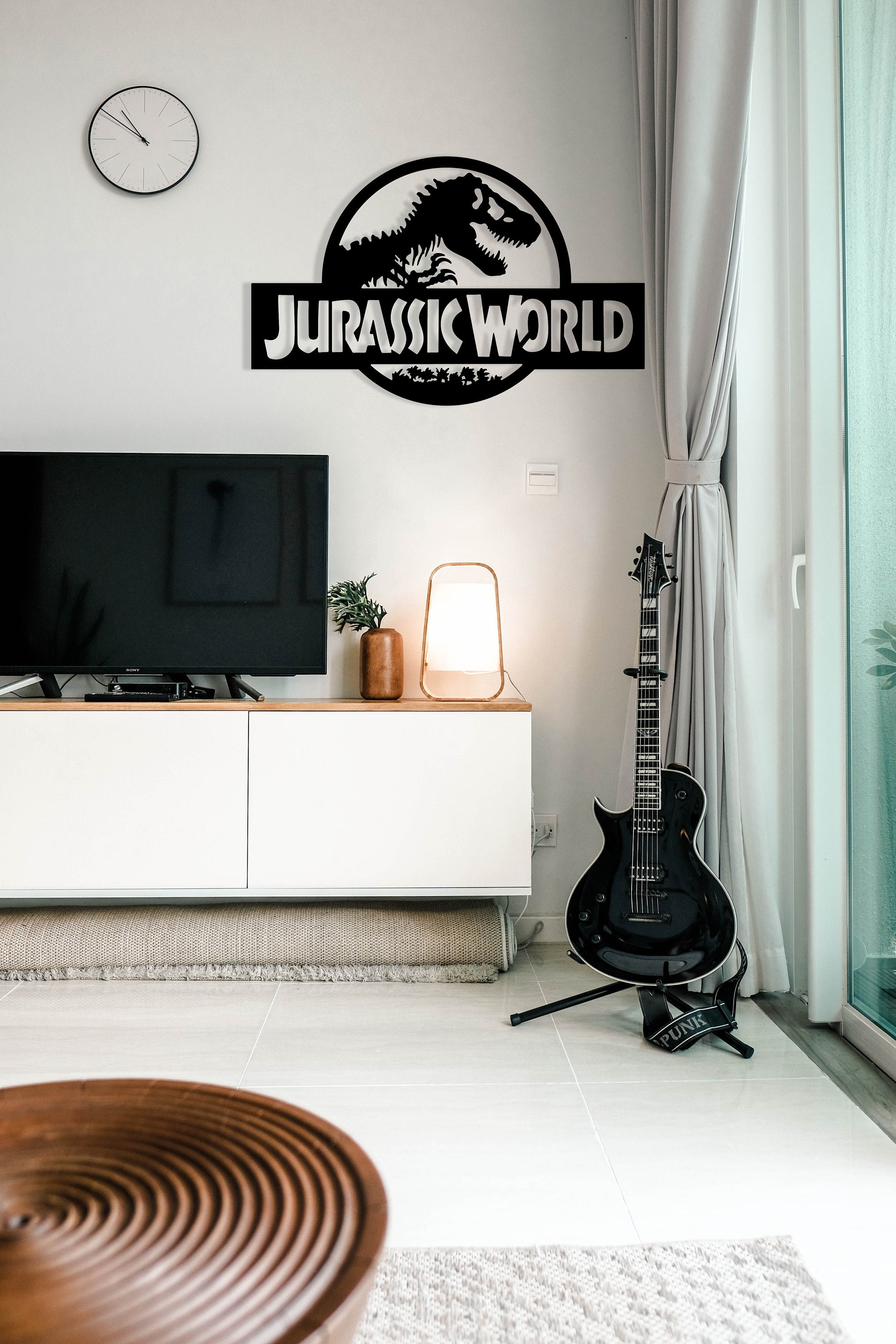 Jurassic World Wood Wall Art Geometric Jurassic Park Wall Etsy