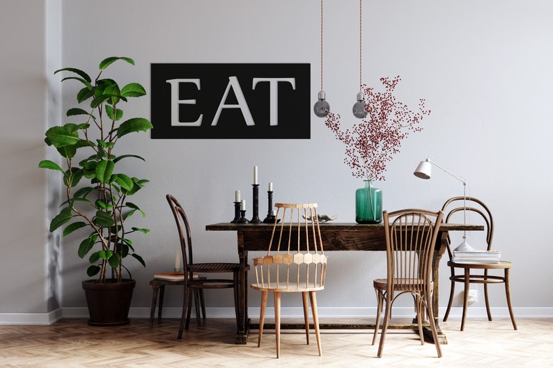 Eat Sign Wood Wall Art Wall Decor Geometric Kitchen Eat Font - Etsy