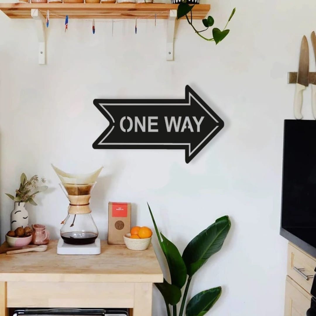 One Way Sign Wood Wall Art, Geometric Traffic Sign Wall Decor, 3D ...