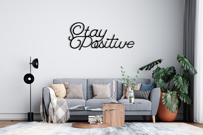 Stay Positive Sign Wood Wall Art Wall Decor Geometric Good | Etsy