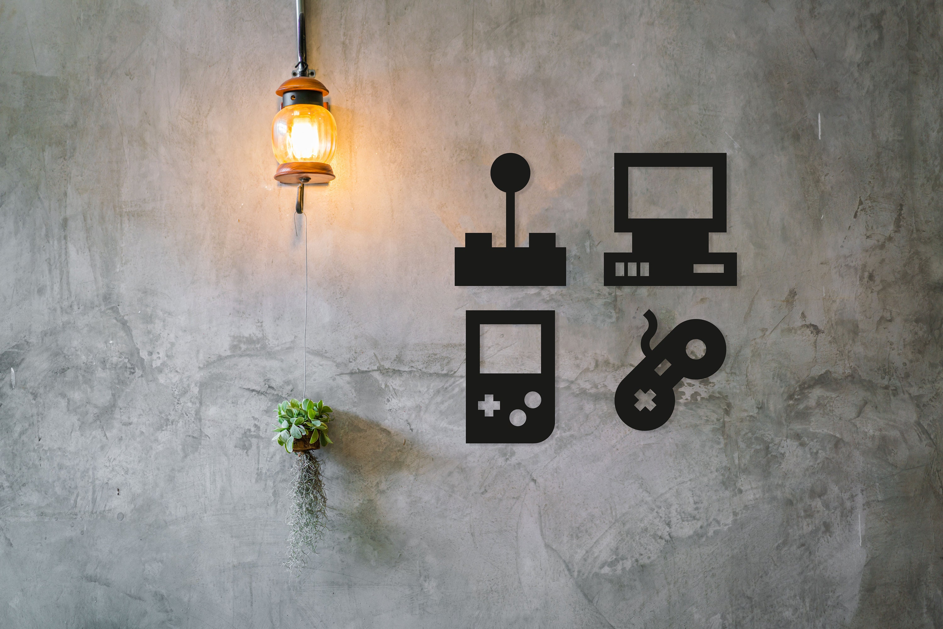 Retro Gaming Arcade Wood Wall Art Geometric Nostalgic Gamer | Etsy