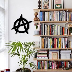 Anarchy Logo Wood Wall Art, Geometric Rebellious & Punk Wall Decor Sign ...