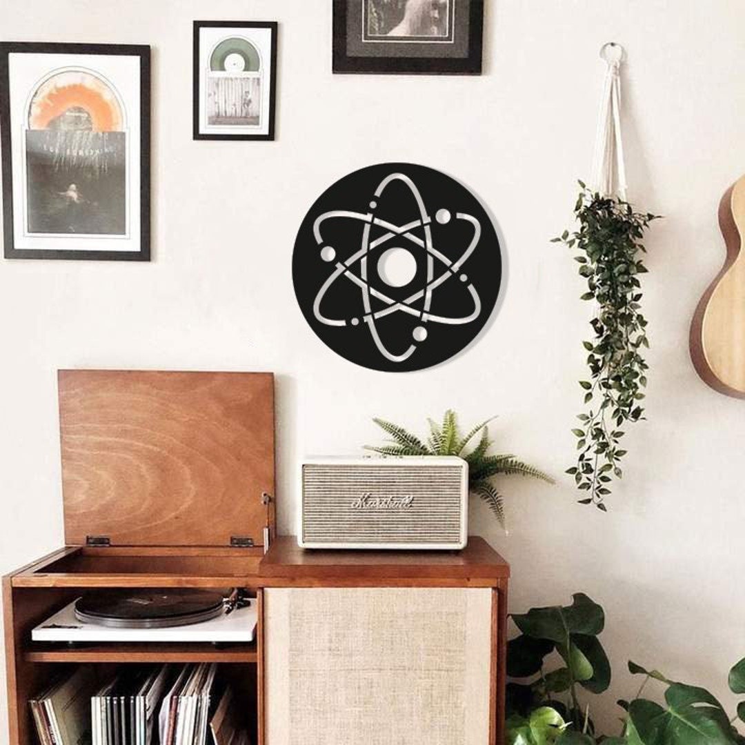 Atom Orbits Wood Wall Art, Geometric Quantum Physics Wall Decor, 3D ...