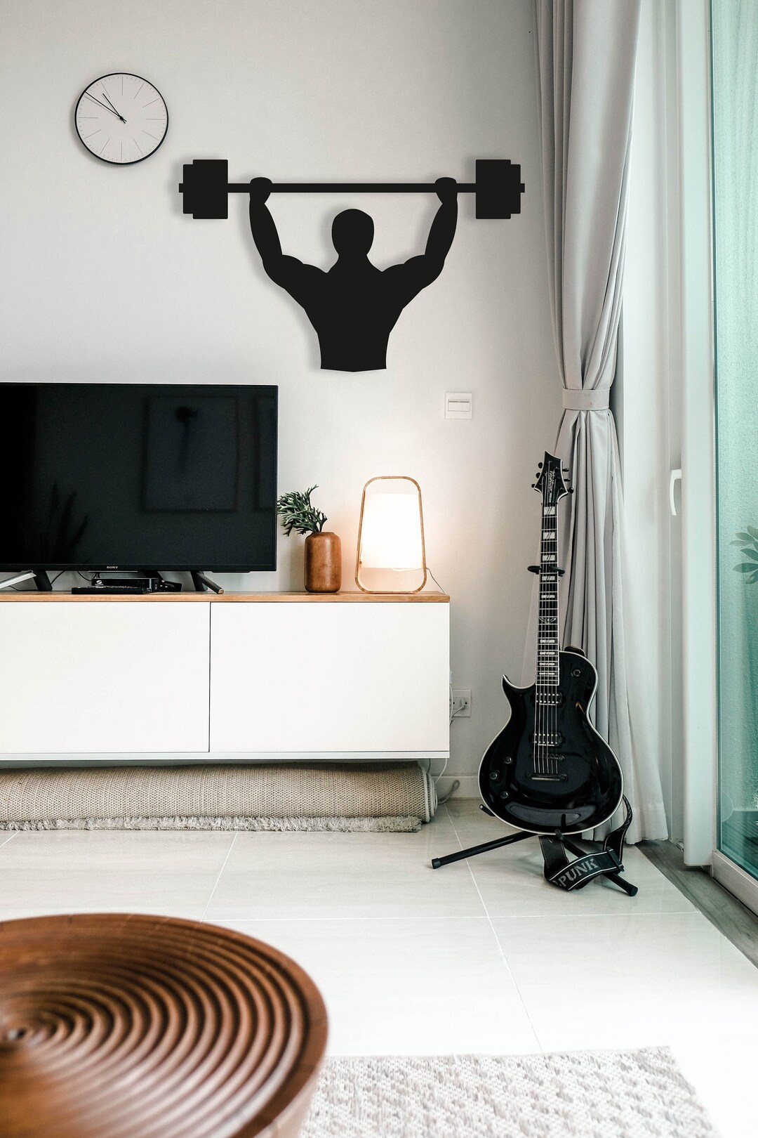 Sollevamento pesi palestra arte della parete, esercizio geometrico ...