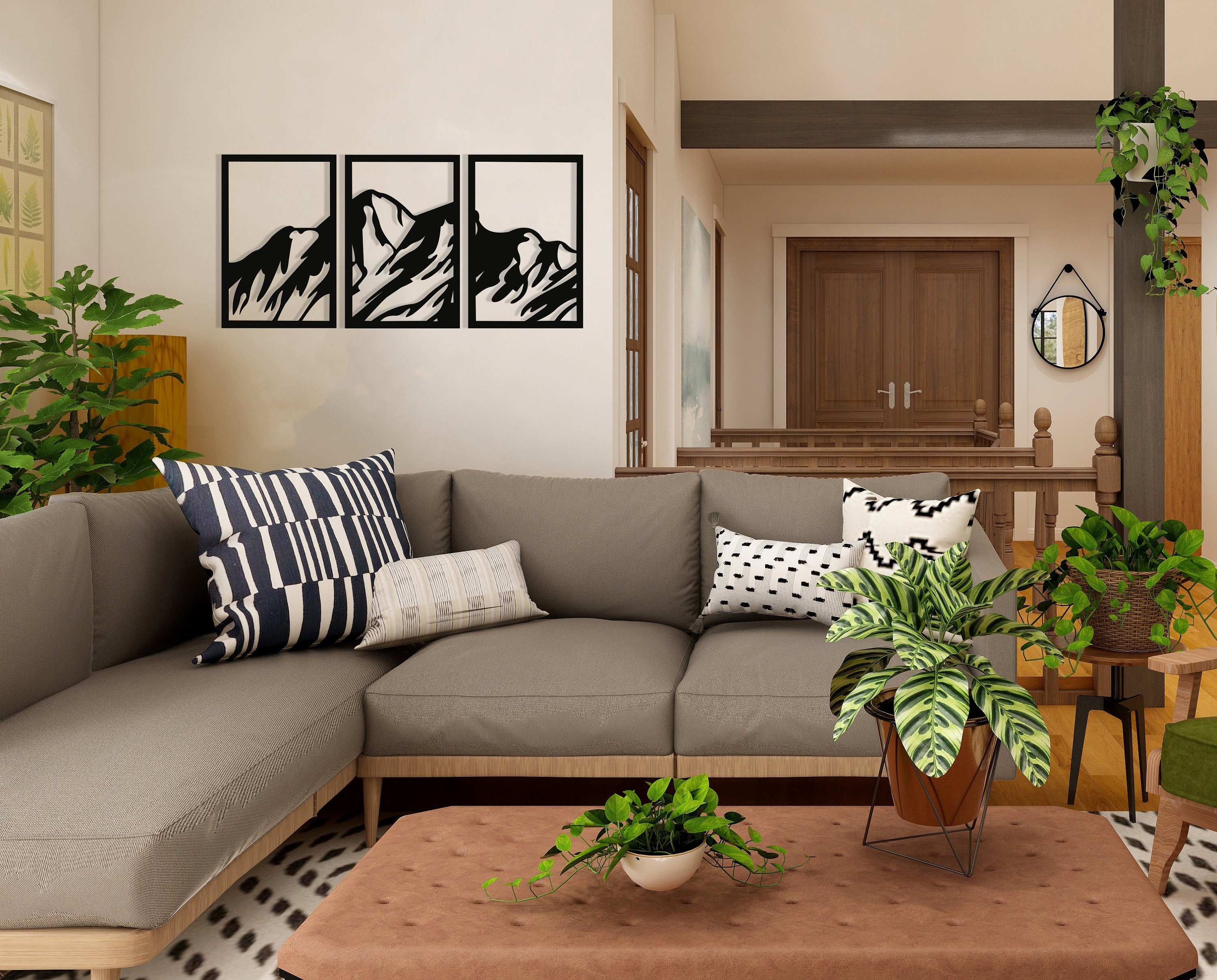 Mountain Panels Wood Wall Art, Geometric Mountain Heights Wall Decor ...