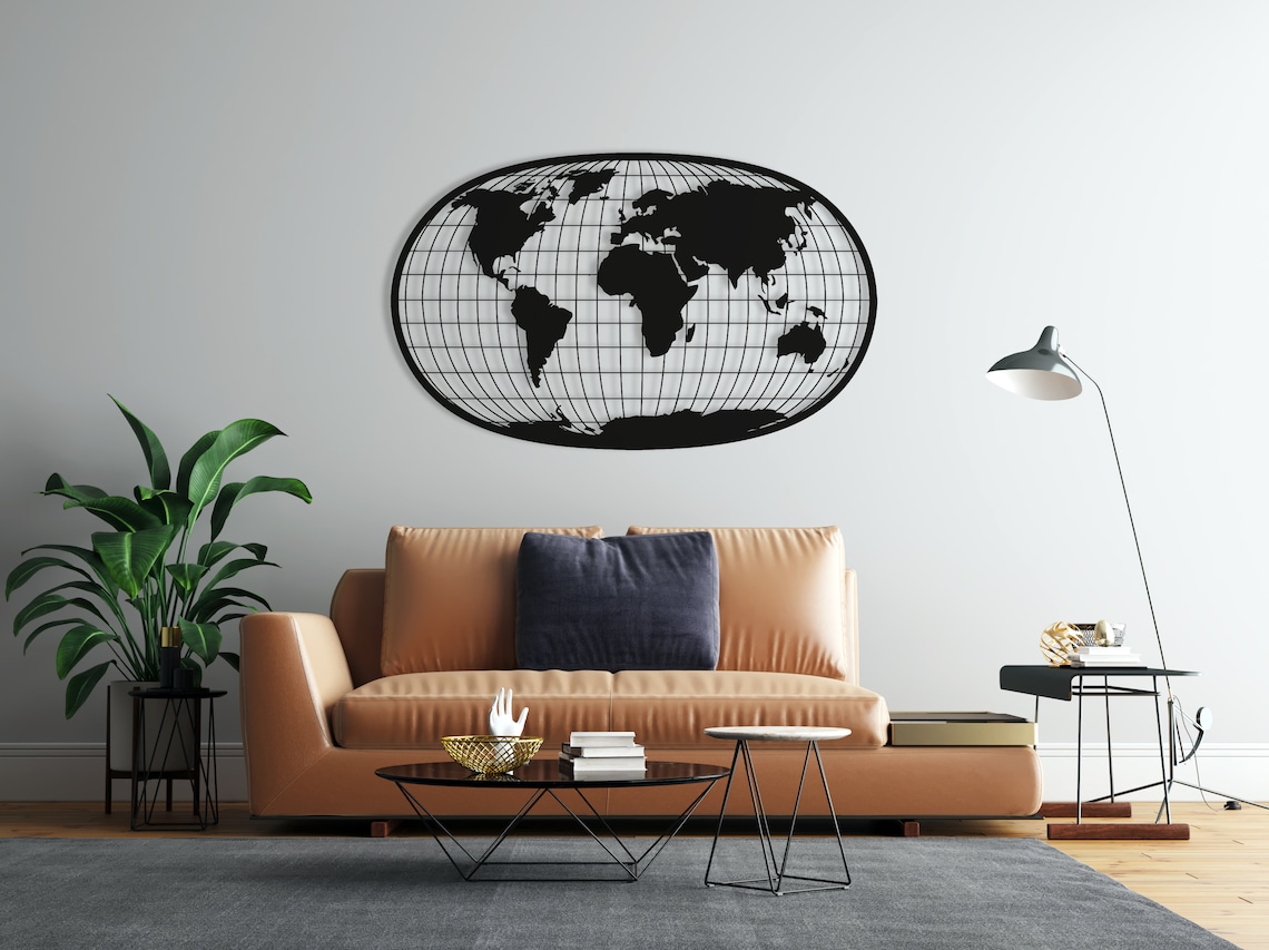 World Map Wood Wall Art Wall Decor Geometric Atlas Figure 3D - Etsy