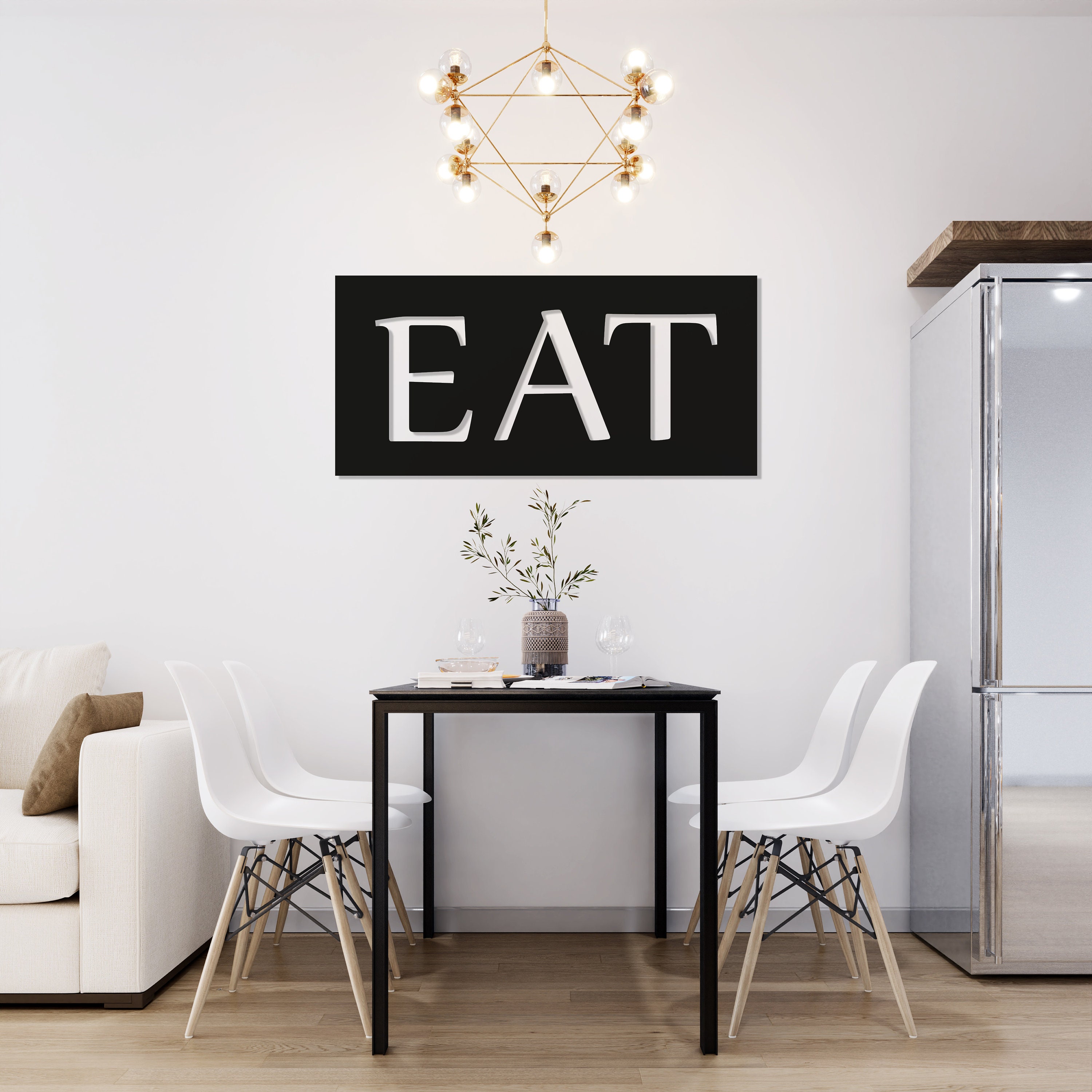 Eat Sign Wood Wall Art Wall Decor Geometric Kitchen Eat Font - Etsy