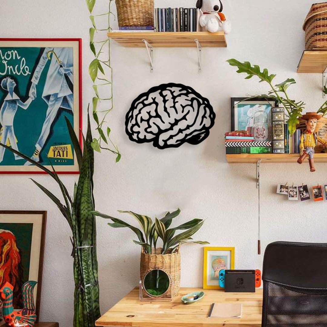 Brain Wood Wall Art, Geometric Brain Mind Wall Decor, Intelligence ...