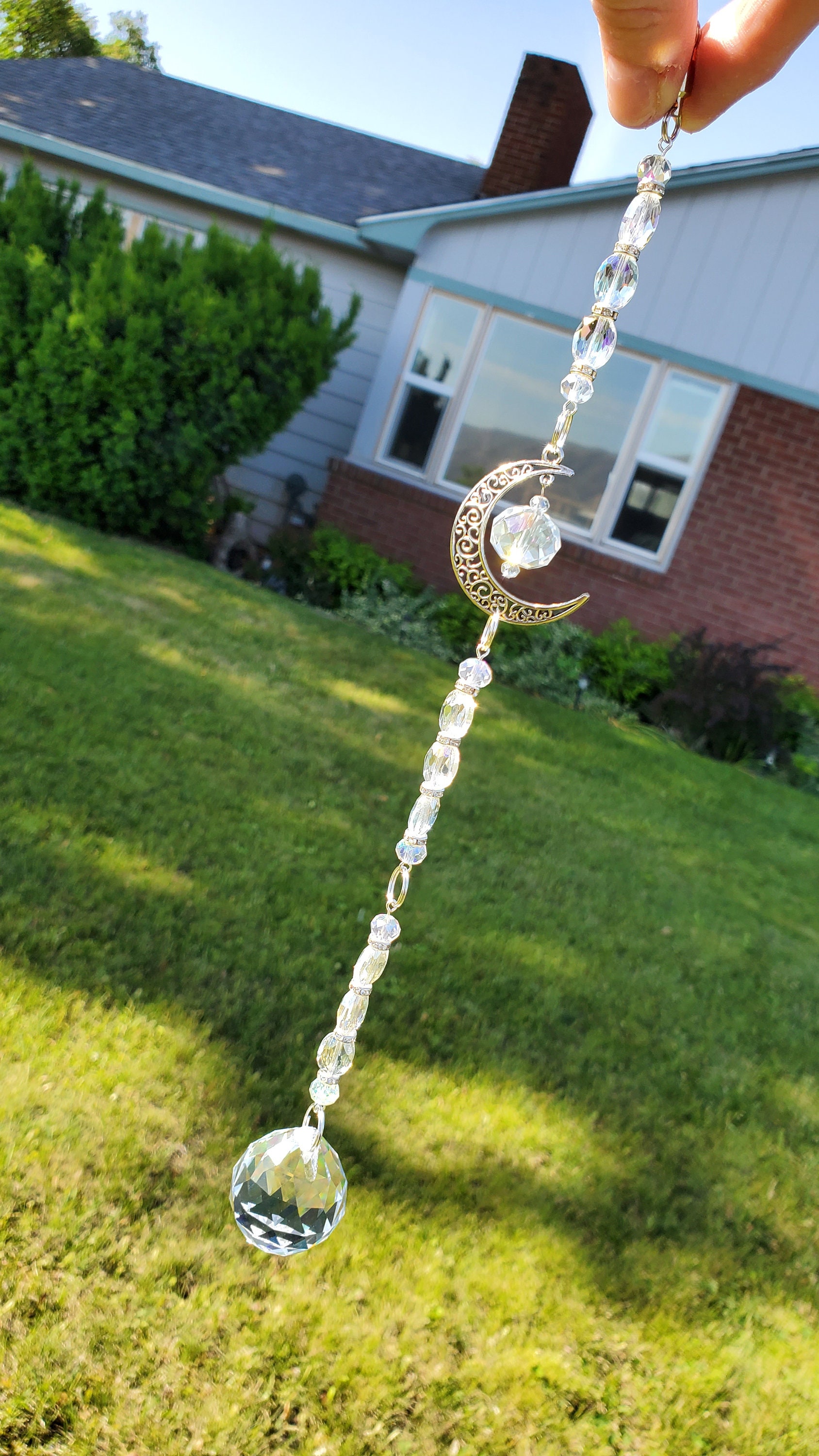 Crystal Suncatcher. Crescent Moon Suncatcher. Small Suncatcher. Window ...