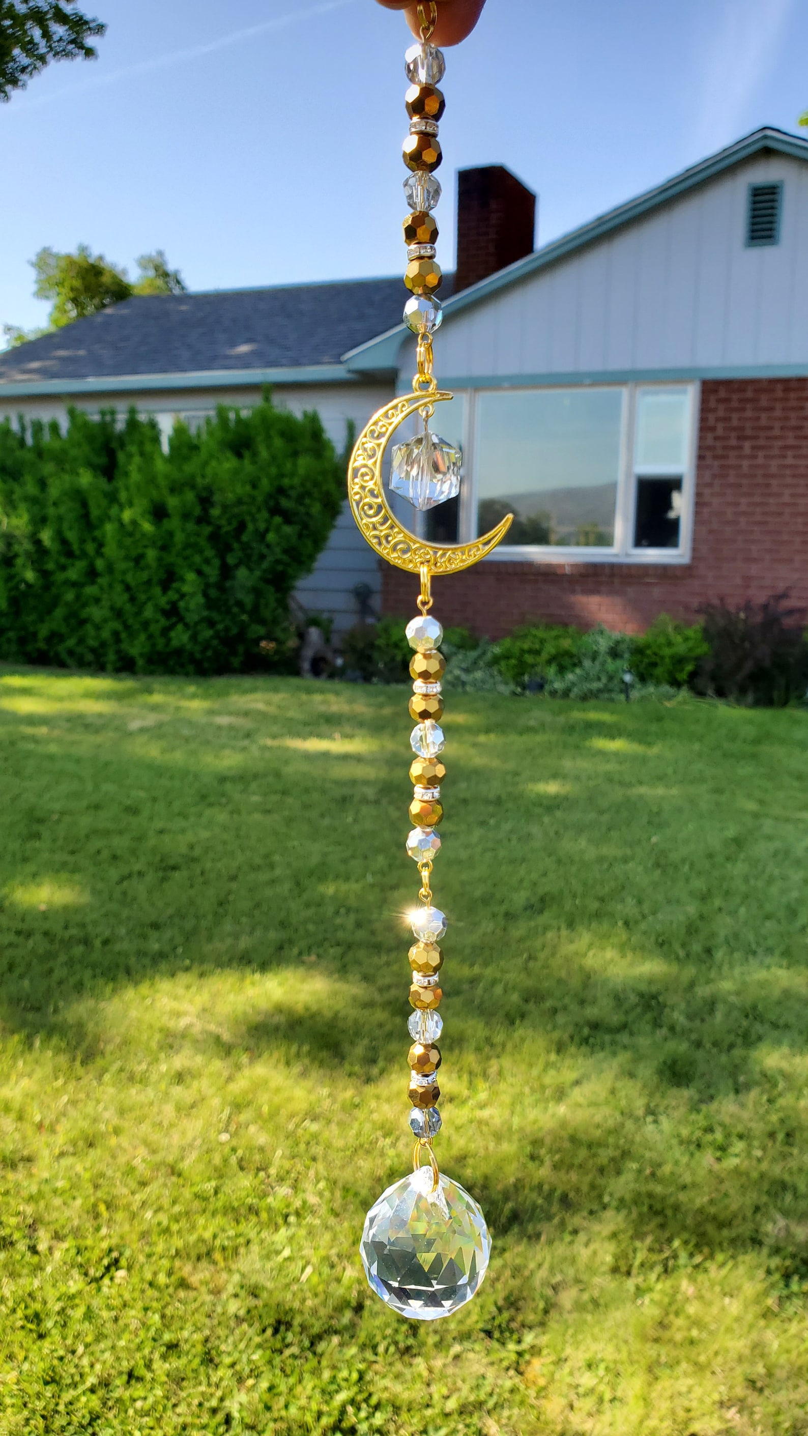 Crystal Suncatcher. Crescent Moon Suncatcher. Small Suncatcher. Window ...