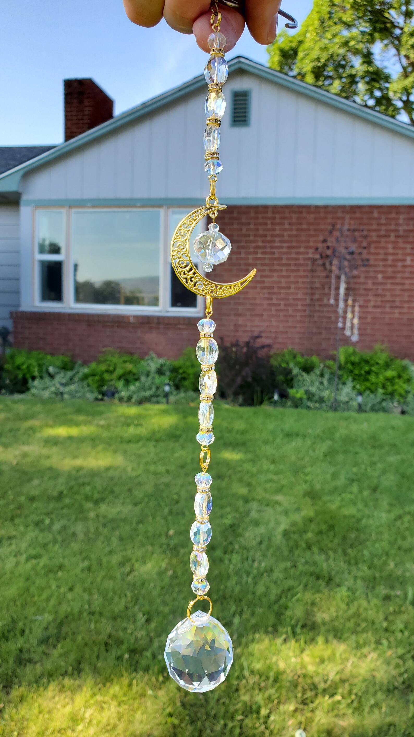 Crystal Suncatcher. Crescent Moon Suncatcher. Small Suncatcher. Window ...