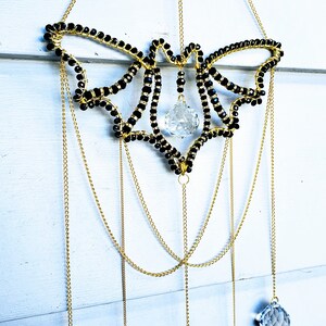 Crystal Bat Suncatcher. Bat Chandelier. Black & Gold Bat. Black Crystal ...