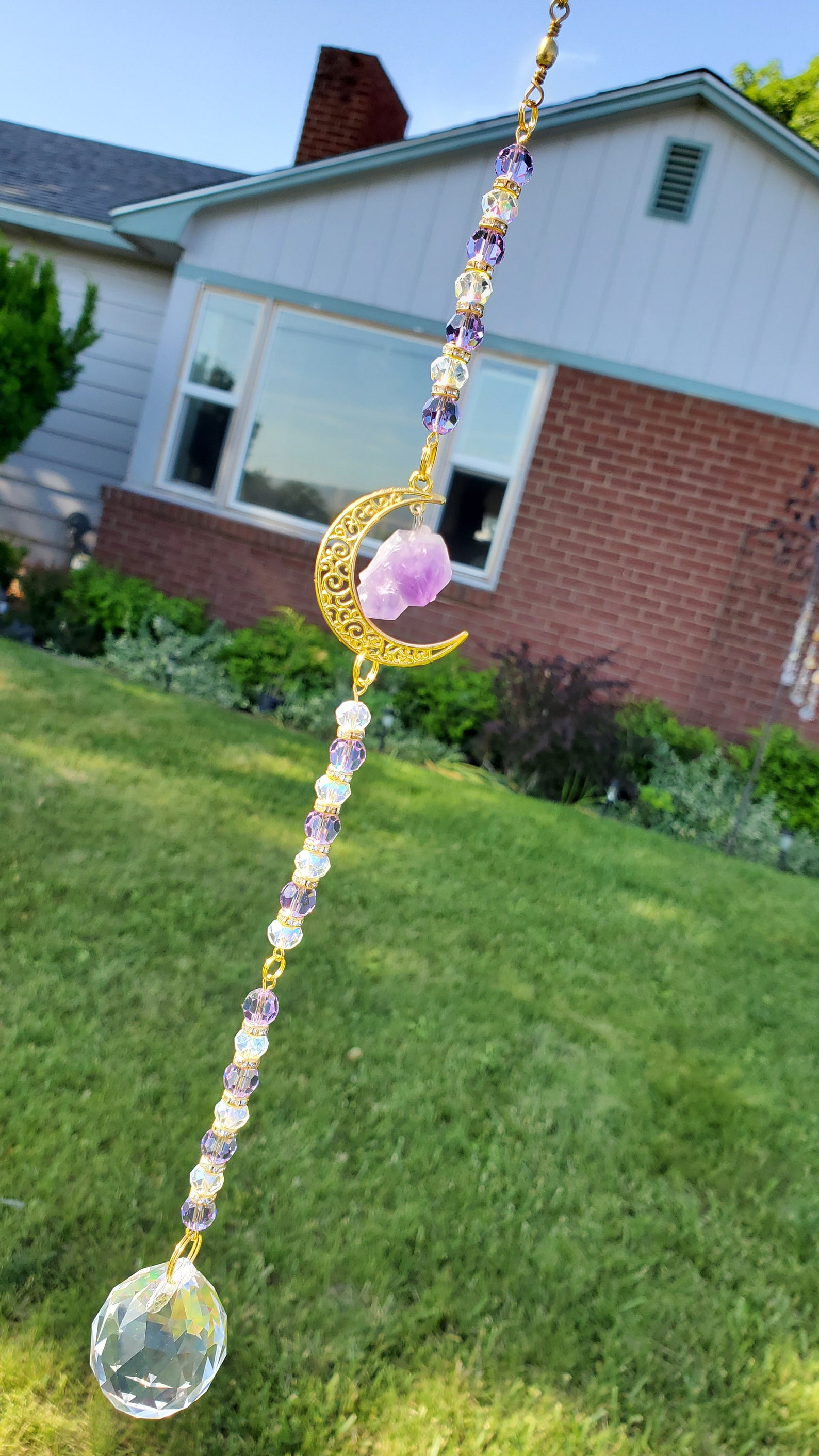 Crystal Suncatcher. Crescent Moon Suncatcher. Small Suncatcher. Window ...