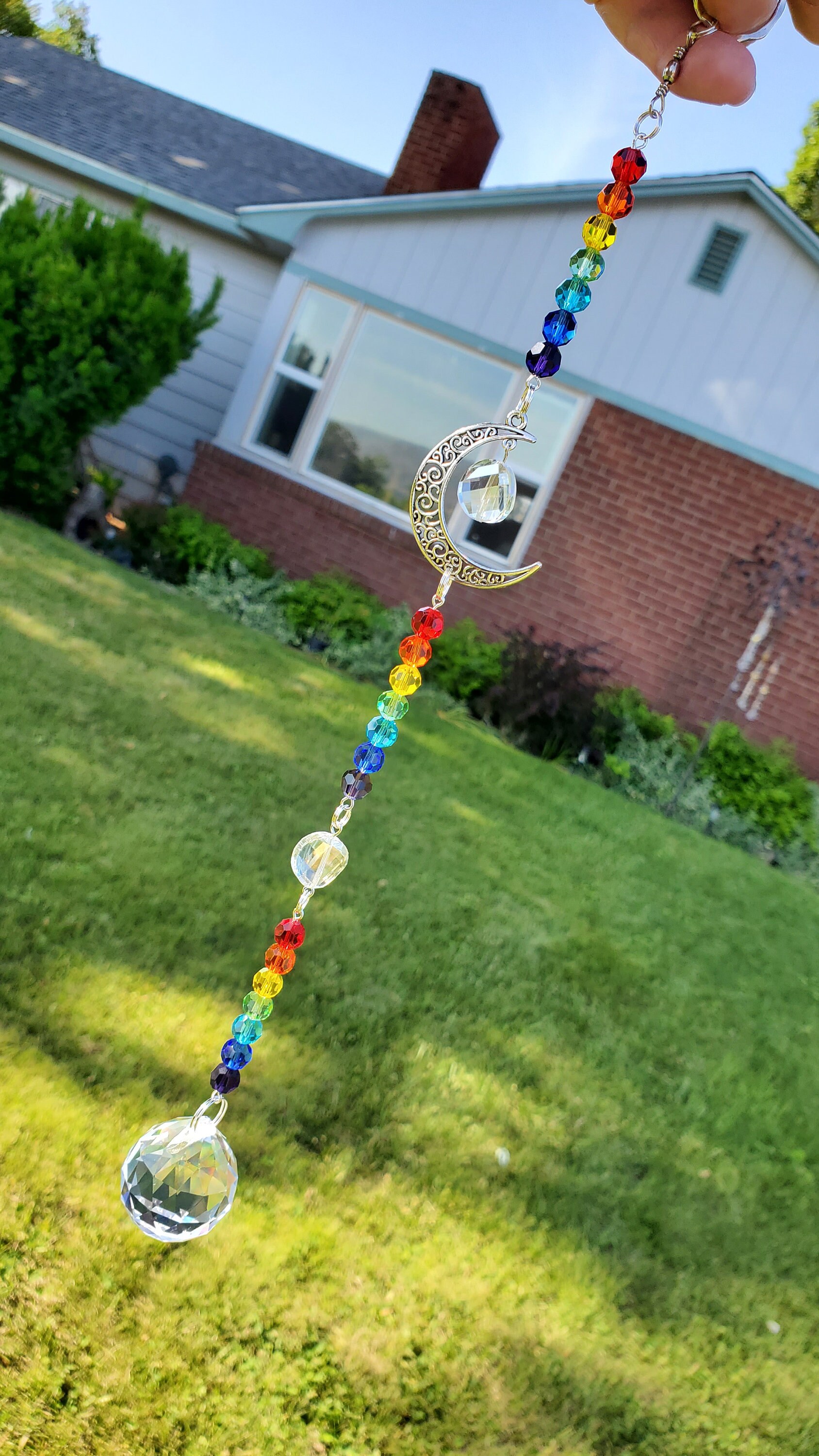 Crystal Suncatcher. Crescent Moon Suncatcher. Small Suncatcher. Window ...
