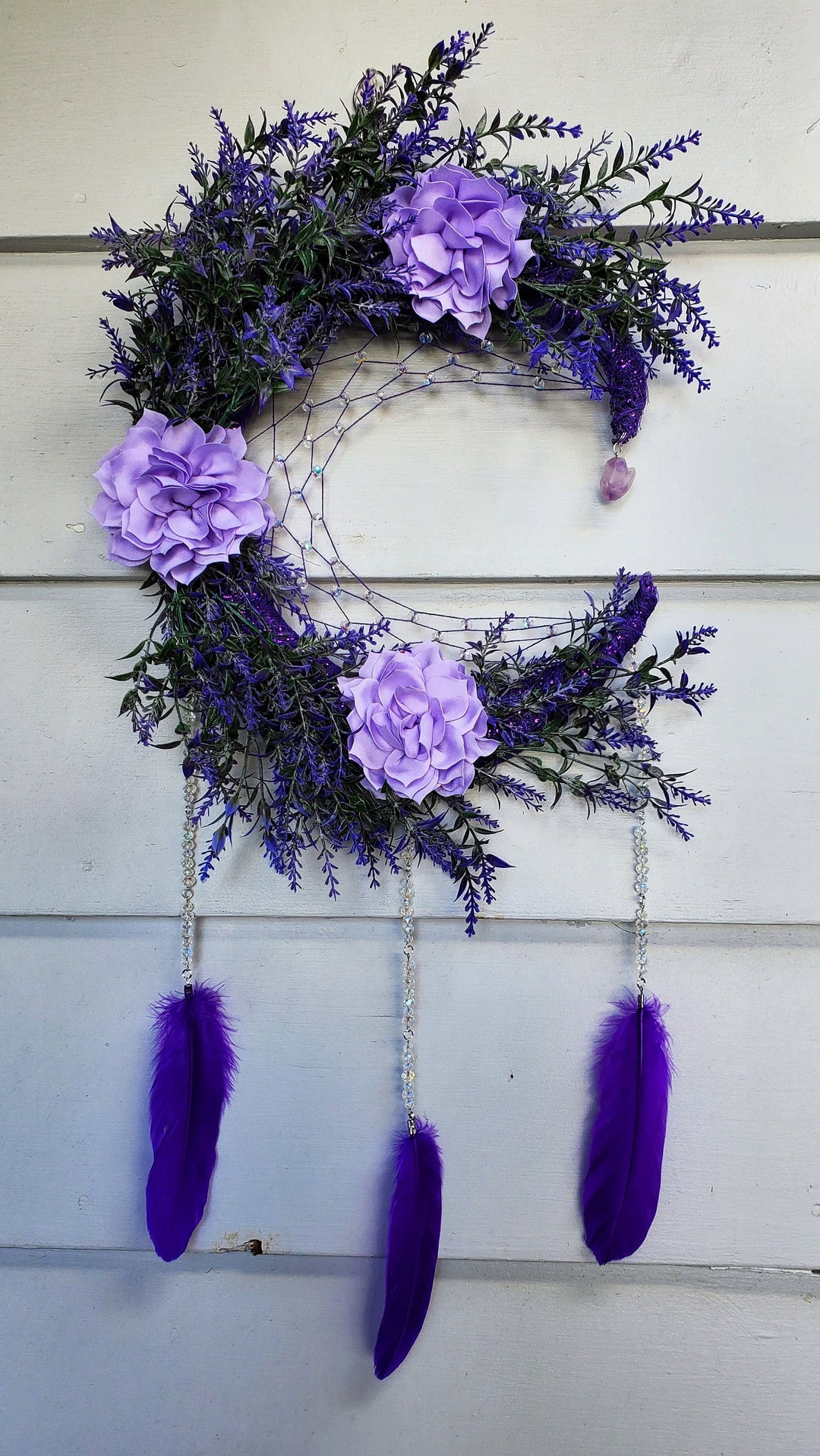 Lavender Moon Wreath. Lavender Dreamcatcher. Purple Dreamcatcher ...