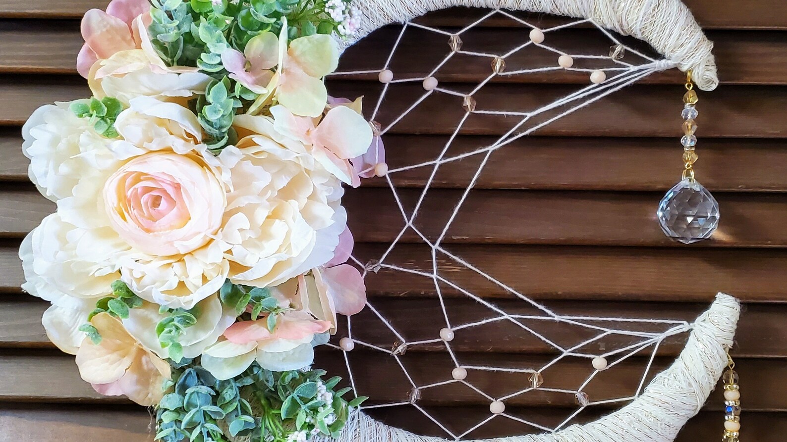 Peaches & Cream Wreath. Floral Moon Wreath. Dreamcatcher Wreath. Moon ...