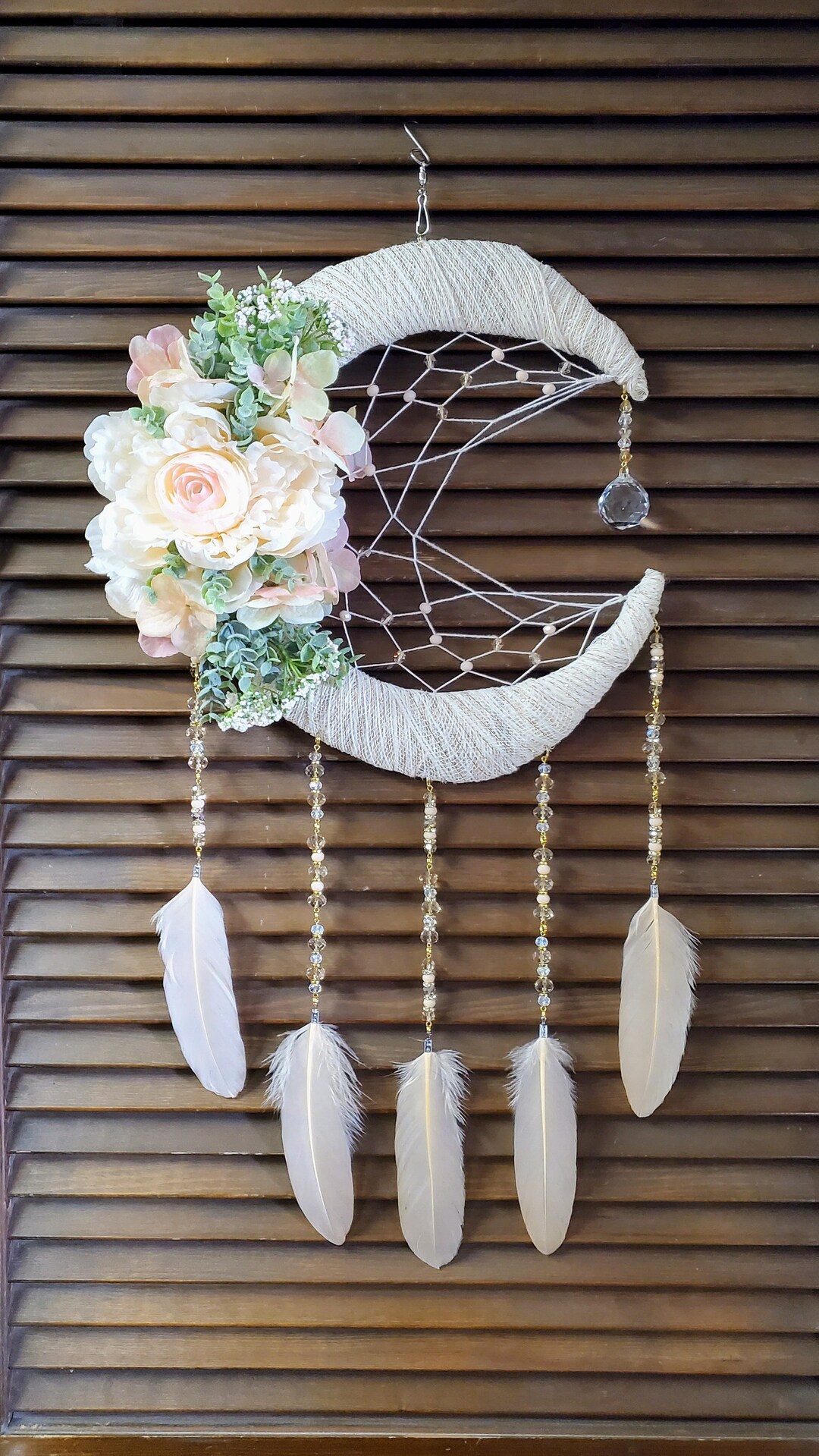 Peaches & Cream Wreath. Floral Moon Wreath. Dreamcatcher Wreath. Moon ...
