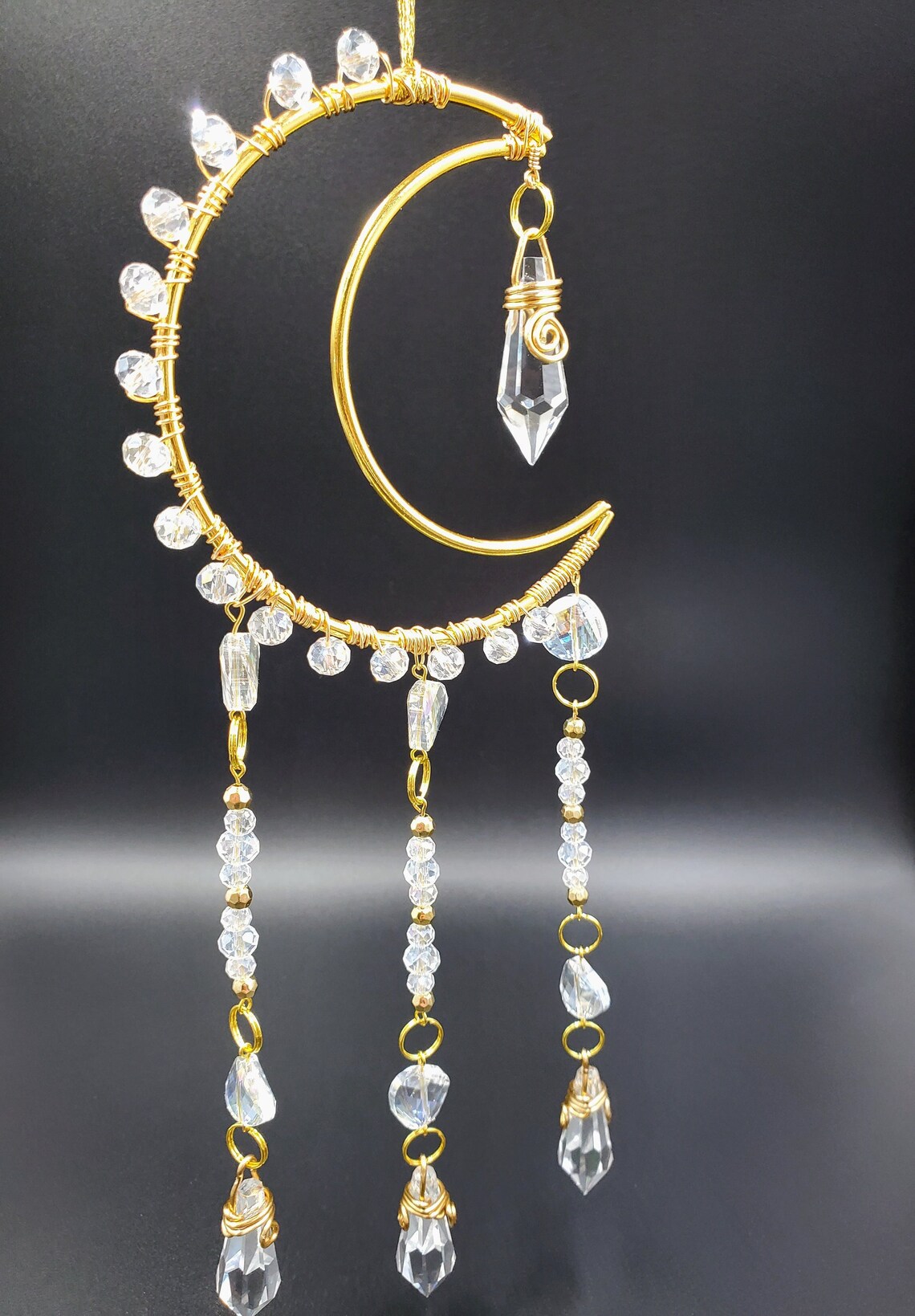 Crystal Moon Suncatcher. Moon Phase Wall Decor. Crecent Moon - Etsy