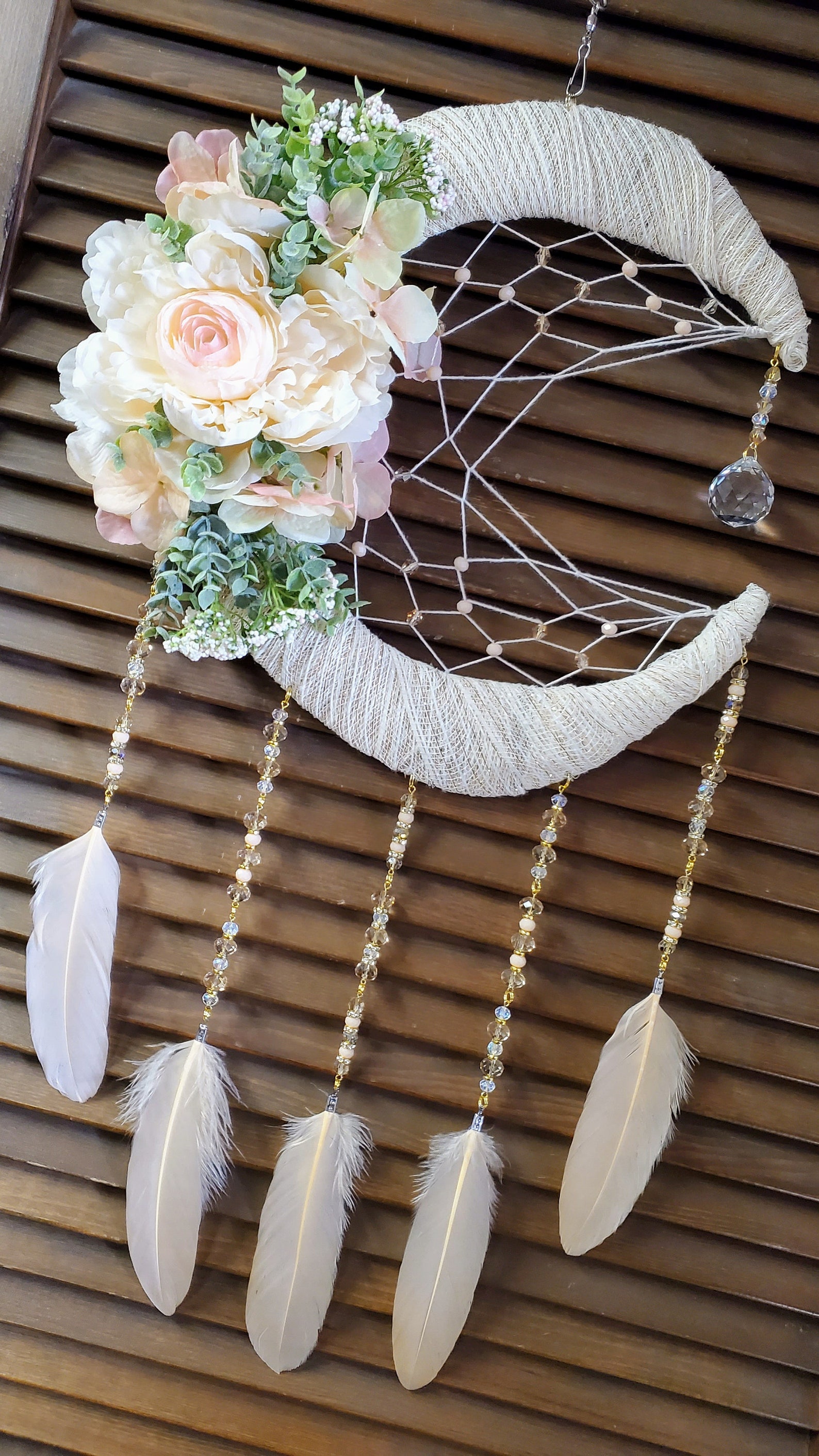 Peaches & Cream Wreath. Floral Moon Wreath. Dreamcatcher Wreath. Moon ...