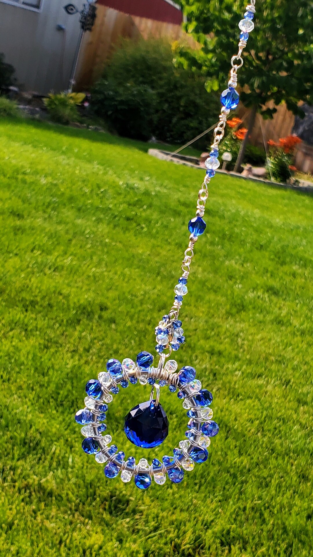 Blue Suncatcher. Crystal Suncatcher. Small Boho Suncatcher. Car Mirror ...