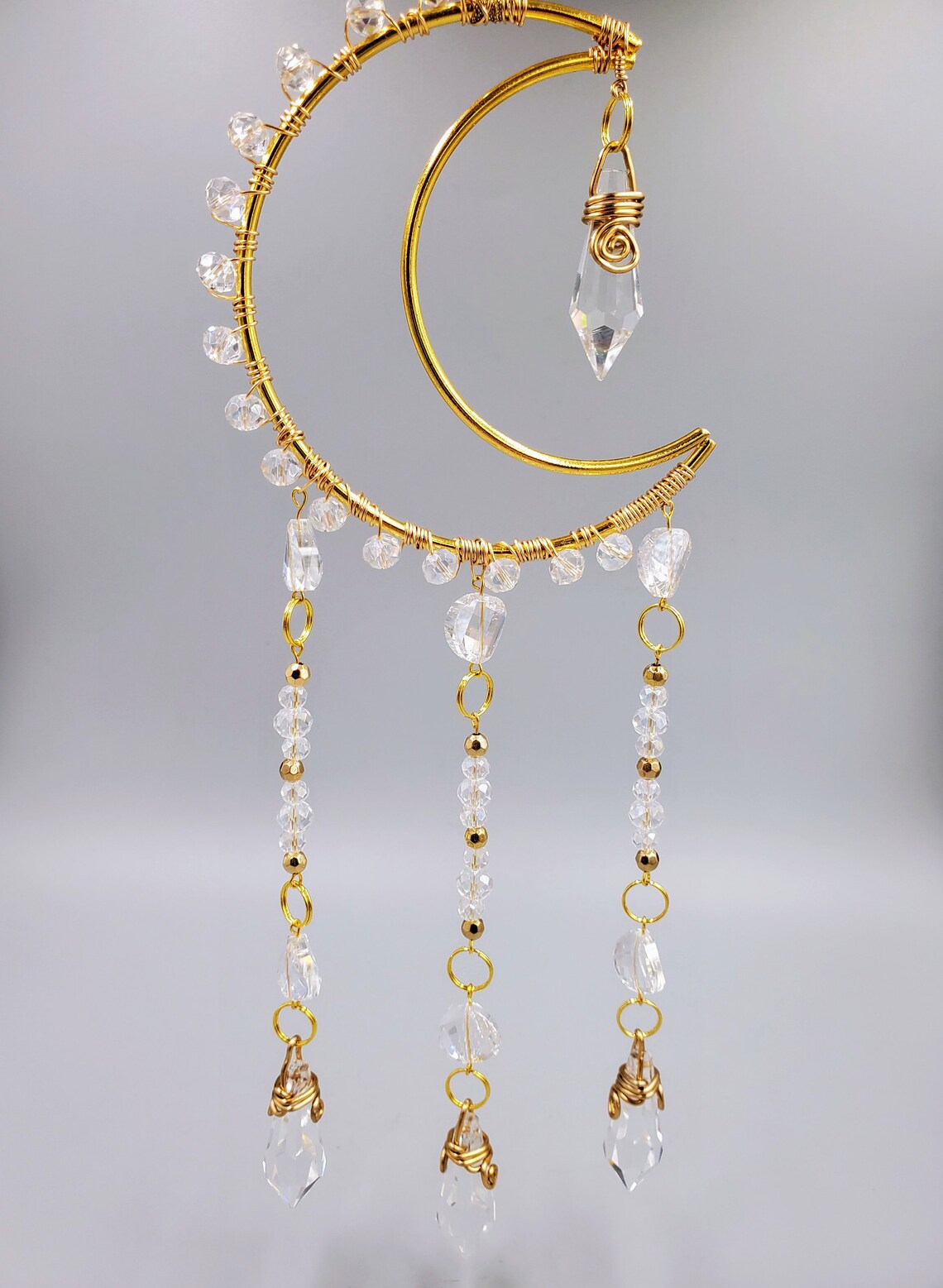 Crystal Moon Suncatcher. Moon Phase Wall Decor. Crecent Moon - Etsy