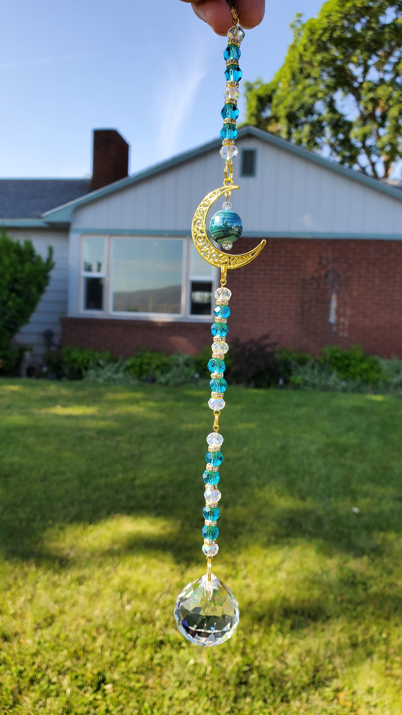 Crystal Suncatcher. Crescent Moon Suncatcher. Small Suncatcher. Window ...