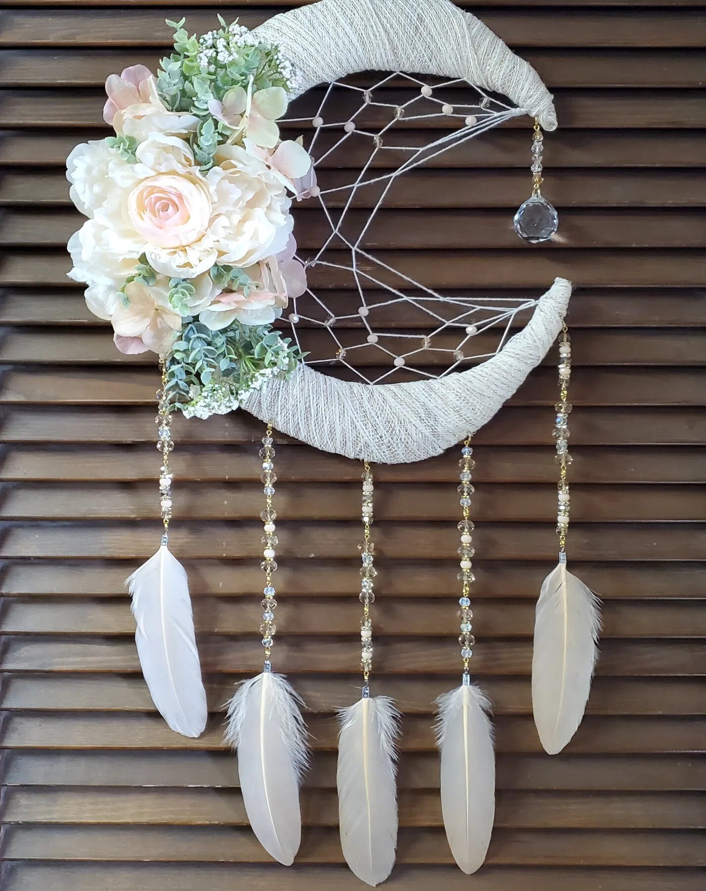 Peaches & Cream Wreath. Floral Moon Wreath. Dreamcatcher Wreath. Moon ...