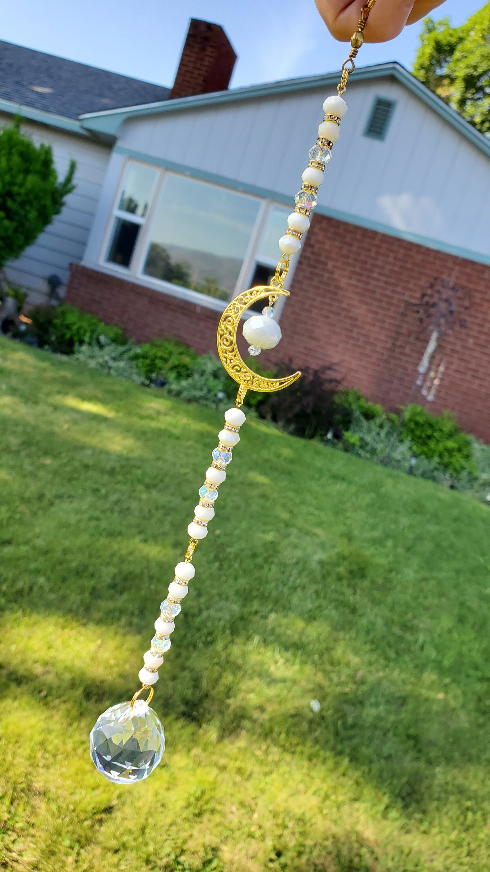 Crystal Suncatcher. Crescent Moon Suncatcher. Small Suncatcher. Window ...