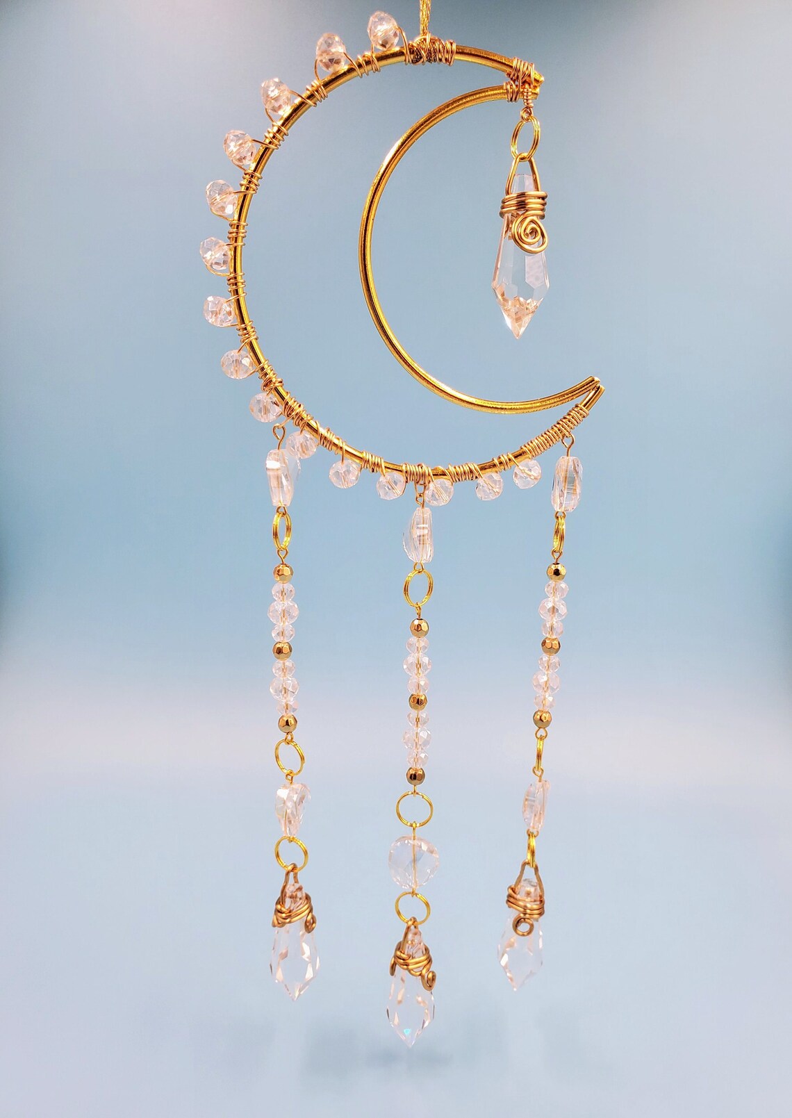 Crystal Moon Suncatcher. Moon Phase Wall Decor. Crecent Moon - Etsy