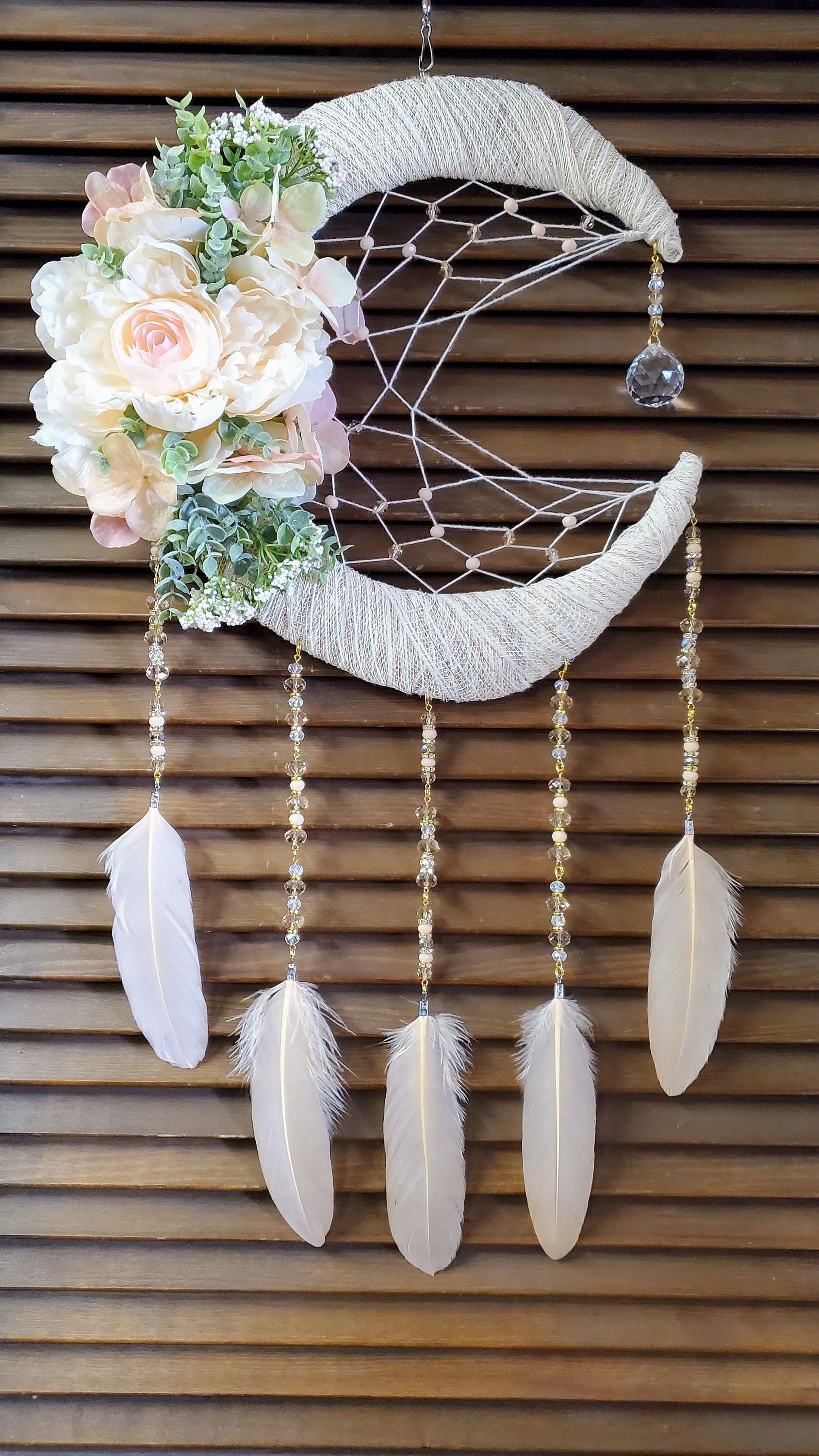 Peaches & Cream Wreath. Floral Moon Wreath. Dreamcatcher Wreath. Moon ...