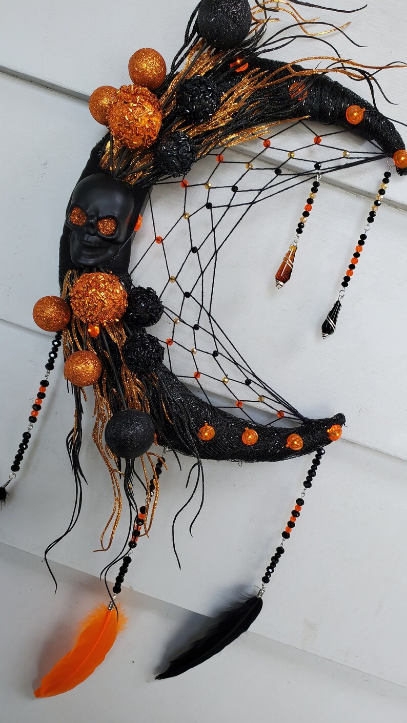 Gothic Moon Wreath. Moon Phase Wall Decor. Black Moon Wreath. Celestial ...