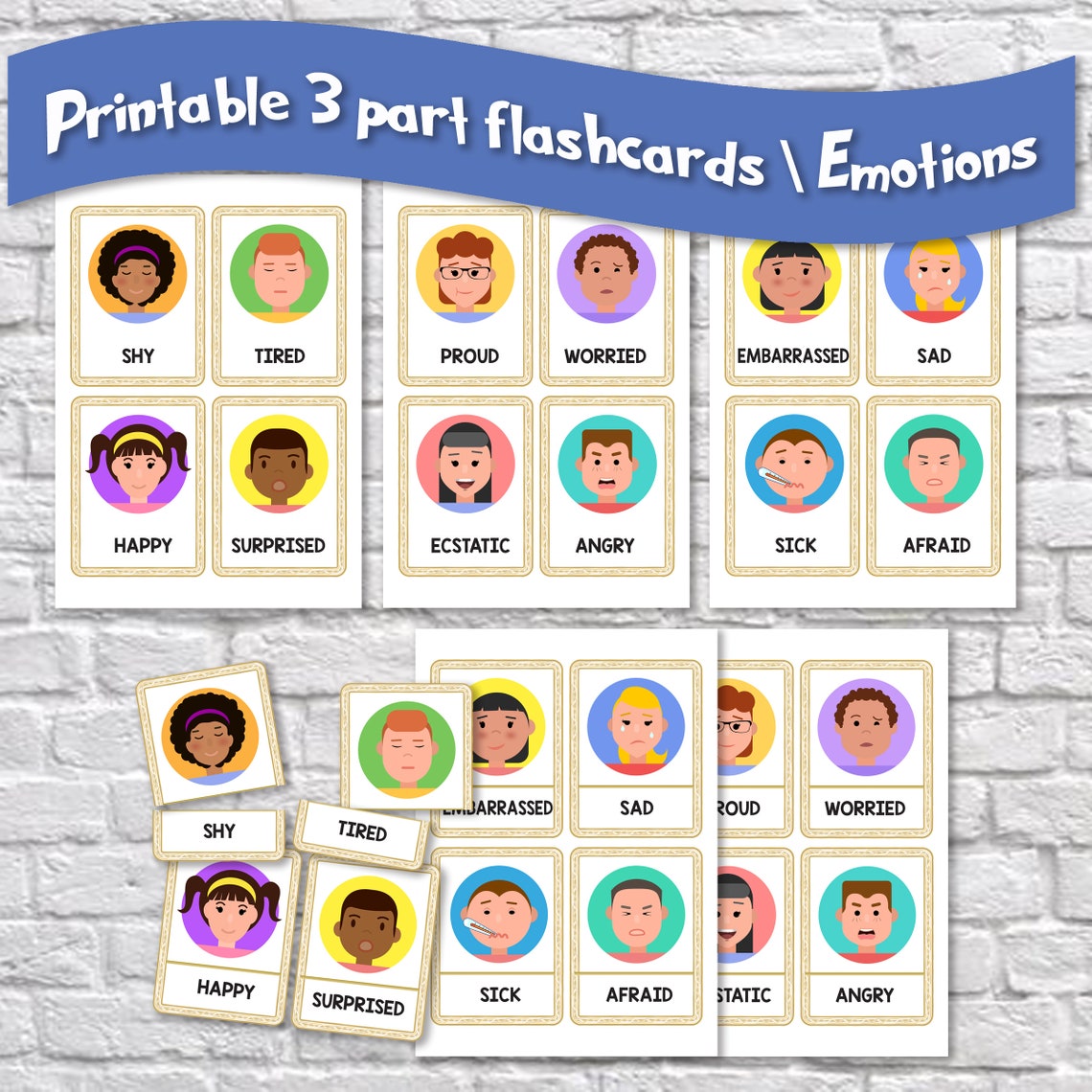 Emotions Matching Game Feelings Activity for Kids Emotions | Etsy