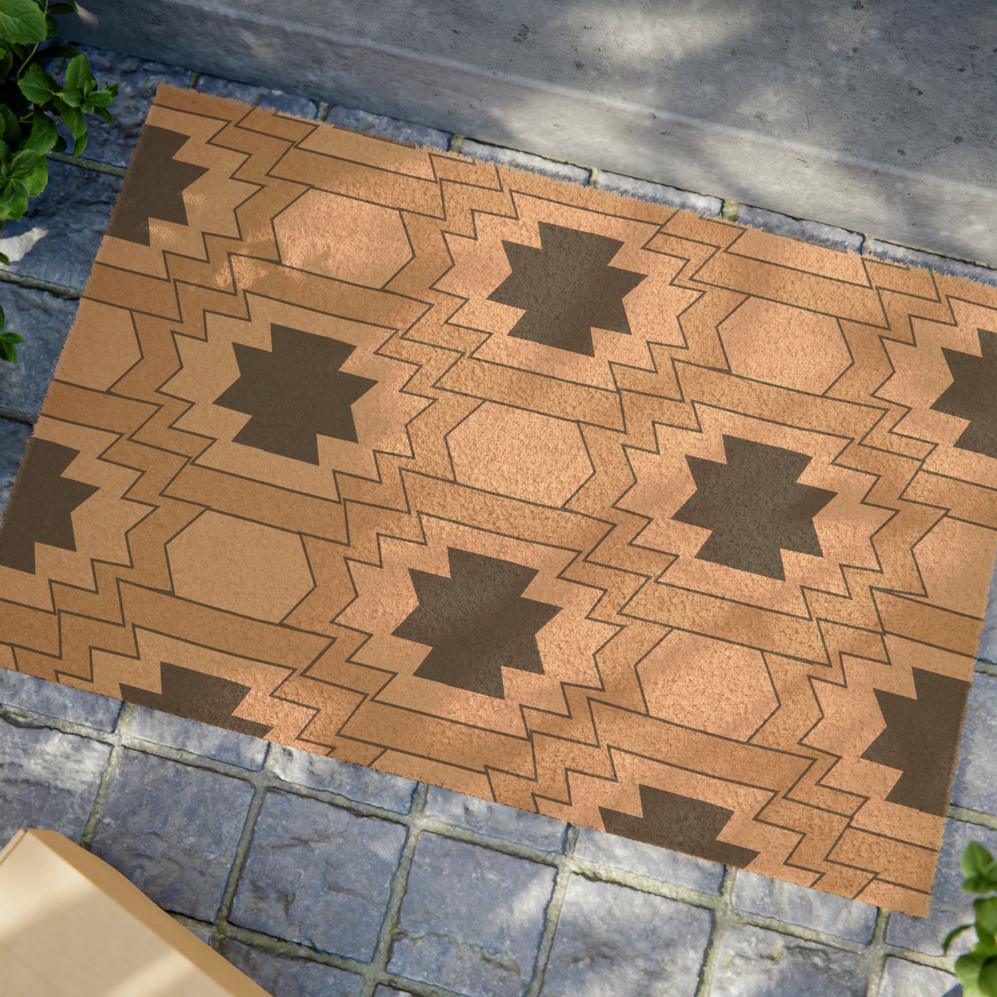 Aztec Western Tan and Black Doormat - Etsy