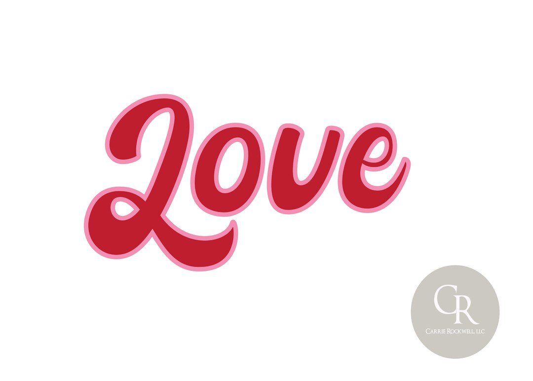 Love Red With Pink Outline Valentine's Day Sublimation Design - Etsy