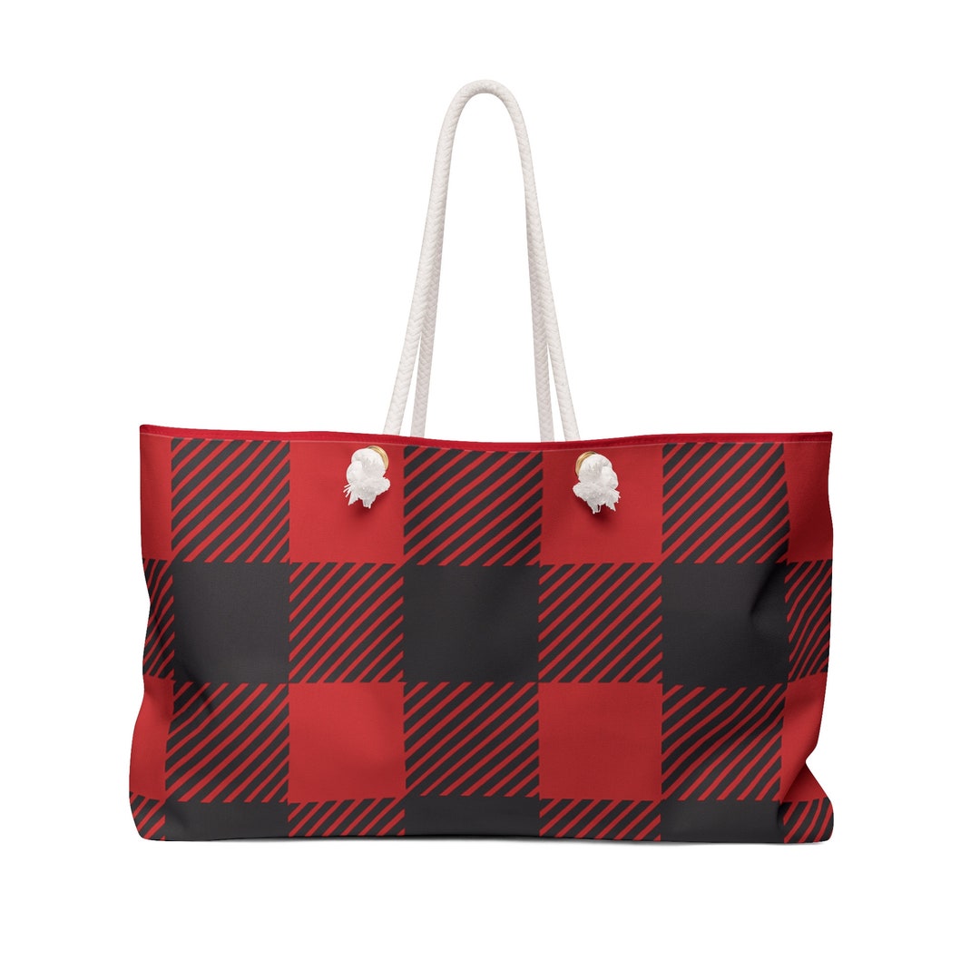 Red Buffalo Plaid Weekender Bag - Etsy