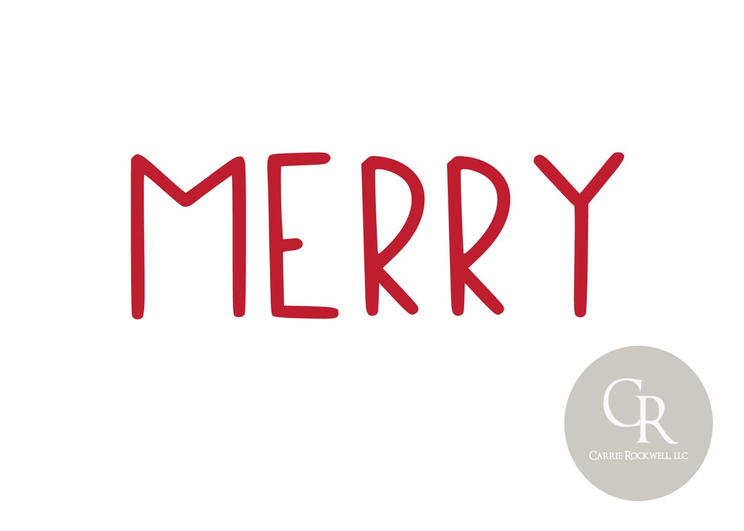 Merry Red Letter T-shirt and Mug Sublimation Design - Etsy