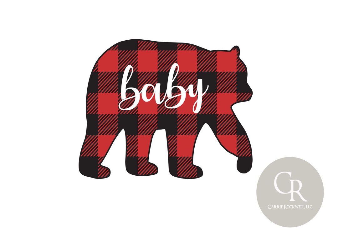 Baby Bear Red Buffalo Plaid Print Sublimation Design - Etsy