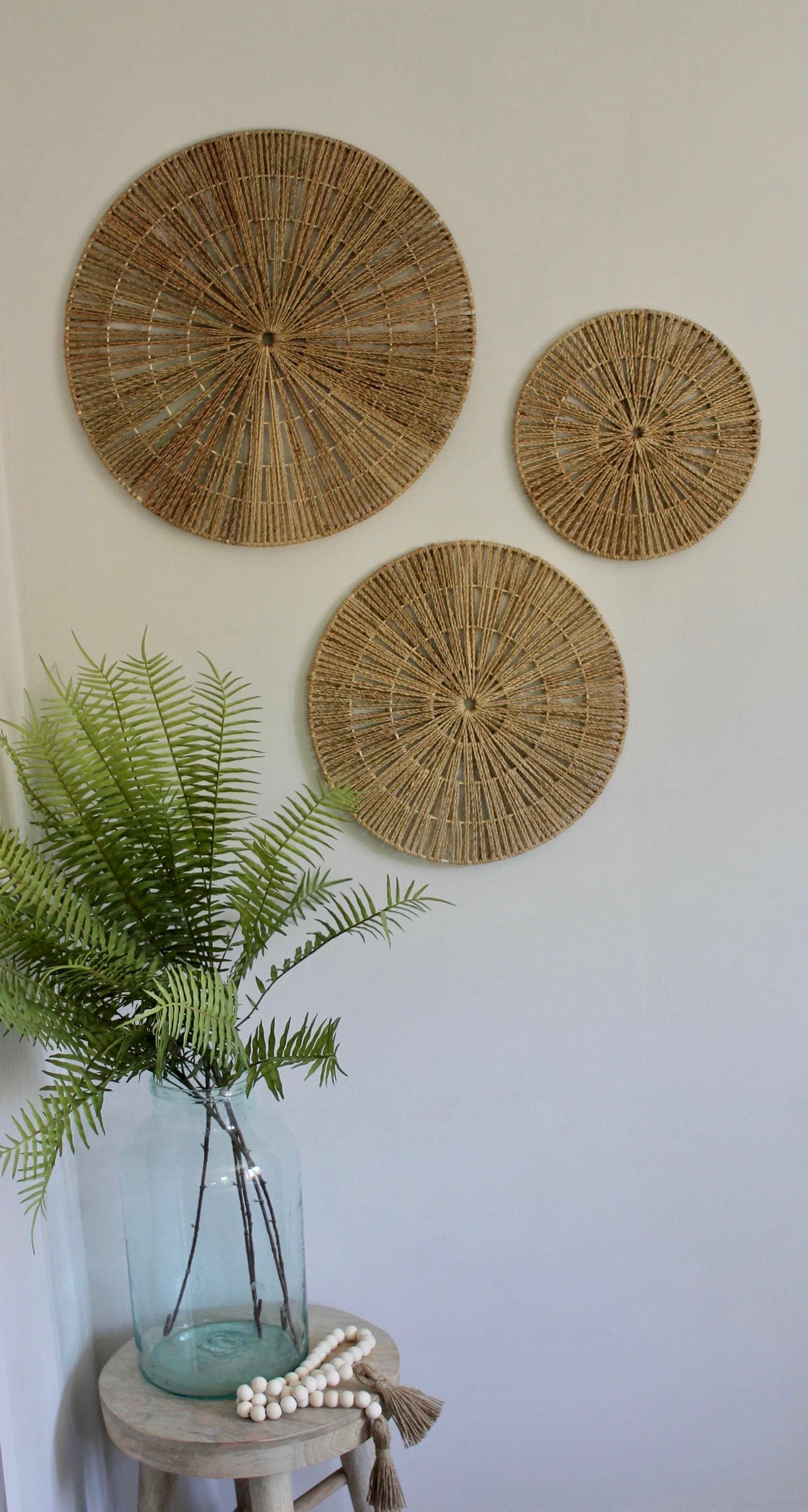 Set of 3 Round Woven Rattan Wall Hangings Scandi Boho Wall | Etsy UK