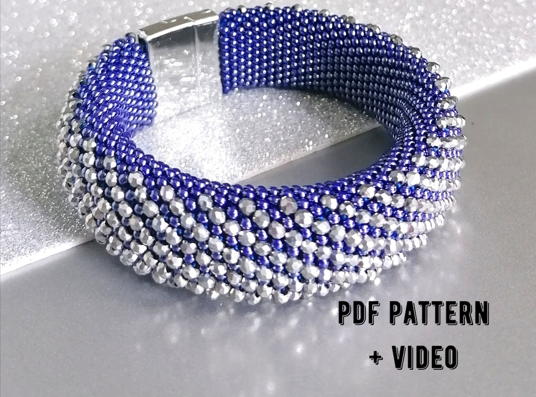 Bead Crochet Bracelet Pattern With Video Process, PDF Pattern for Wide ...