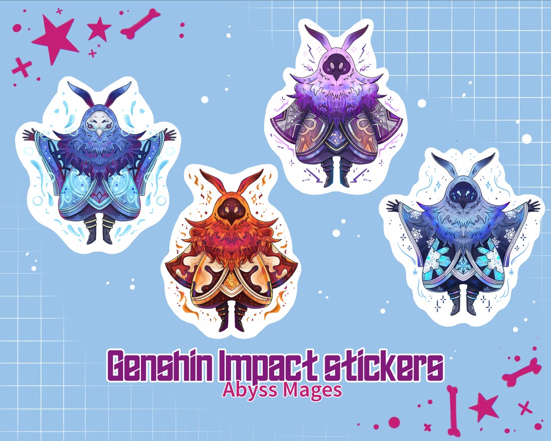 Genshin Impact Abyss Mages Stickers Cryo Electro Pyro Hydro Enemies ...